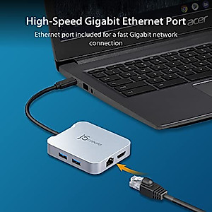j5create USB C Hub - 4K 60Hz HDMI, 100W PD, 2 x USB-A, Ethernet | for Steam Deck, MacBook, ChromeBook, XPS, Surface Pro (JCD391)