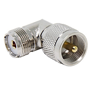 PL259 Right Angle, 2 Pack UHF Male to Female Coax Connector Adapter, 90 Degree Elbow for CB Ham Radio Antenna, Coaxial Cable