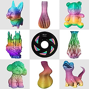 XVICO 3D Printer Filament PLA Filament PETG 1.75mm Filament Dimensional Accuracy +/- 0.02mm 1kg Spool 1.75 mm Pack of 1 (PLA(Polylactic Acid), 01pla Rainbow)