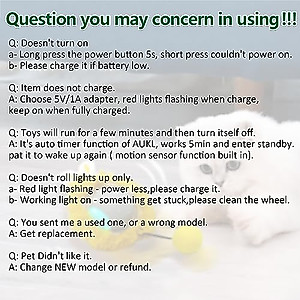 AUKL Interactive Cat Toys Ball with Super Driver, Motion Activate Electric Cat Toy Recommend on Wool Carpet (Robot)