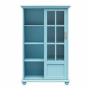 Ameriwood Home Aaron Lane Bookcase with Sliding Glass Doors, Pale Blue
