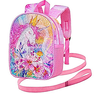 Toddler Backpack with Leash, Unicorn Safety Harness Leashes, Mini Bookbag for Children Baby Little Girls