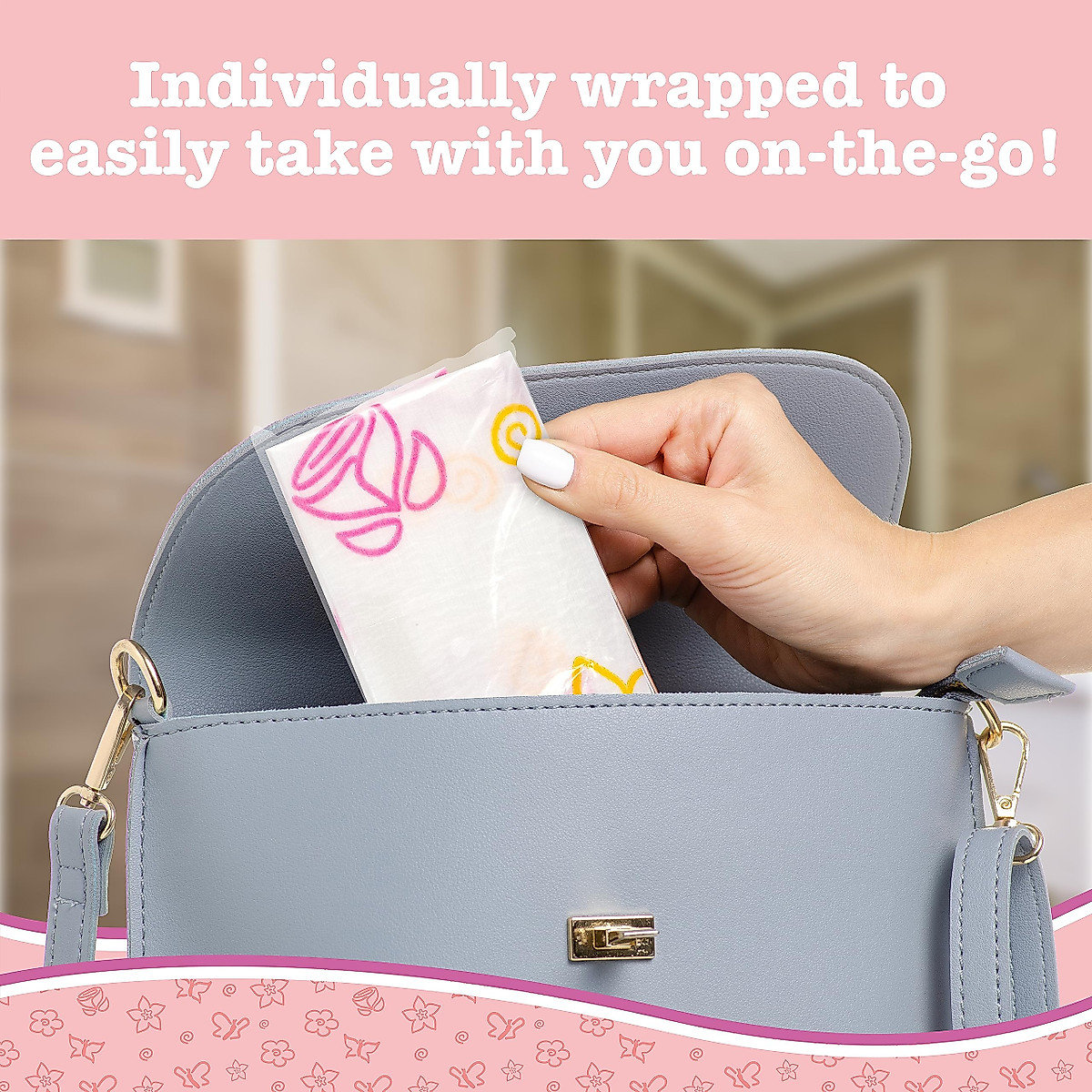 Potty Shields Toilet Seat Covers Disposable (40 Pack, Floral) - XL Waterproof Toilet Cover for Toddlers, Kids & Adults - Portable & Individually Wrapped for Travel, Potty Training & Public Restrooms