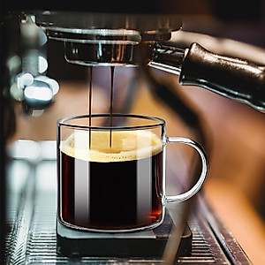 PARACITY Clear Coffee mug 14oz, Glass Coffee Mugs Set of 2, Large Glass Coffee Cups with Handle, Glass Tea cups for Hot/Cold Drink, Latte, Cappuccino, Tea, Juice and Beer