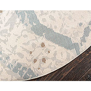 Unique Loom Estrella Collection Modern Abstract Cream Round Rug (8' 0 x 8' 0)