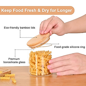ZaGupul Glass Jars for Food Storage with Bamboo Lids and Labels,16 OZ Air Tight Storage Containers for Pantry, Kitchen Canisters for Herb, Sugar, Cookie, Candy and Spices Jar(Set of 6)