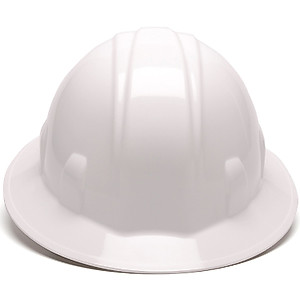 Pyramex HP24110 Full Brim Hard Hat 4 Point Ratchet Suspension - White, 12 Count