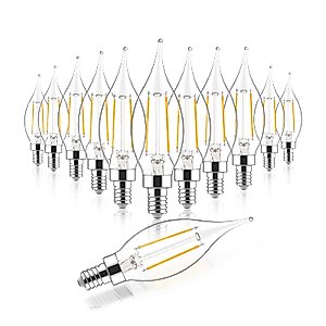 Sengled Candelabra Led Light Bulbs Dimmable, E12 Led Bulb 40 Watt Equivalent, CA10 Flame Tip Chandelier Light Bulbs, 5000K Daylight Candle Light Bulbs for Chandeliers, Ceiling Fan, Pendant, 12 Pack