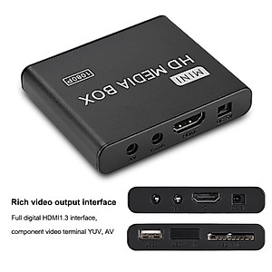 1080P Full-HD Digital Media Player, HDMI/AV/VGA Output, 7.1 Surround Sound, HDMI Media Player with Remote Control, 1080P HDMI TV Media Player for USB MMC RMVB MP3 AVI MKV(US Plug)