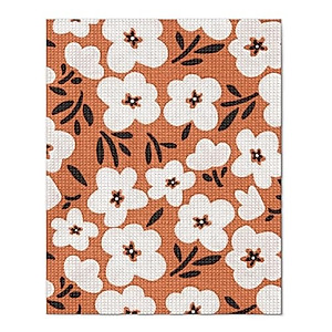 VEASPAEX Diamond Painting Kit Orange Background Flowers Pattern Adult Diamond Art Kit 8x10 inches DIY Digital Painting Full Drill Diamond Dot Craft Suitable for Home Wall Art Decoration.