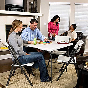 Lifetime 80884 37-Inch Square Fold-in-Half Table, 2 Pack, Light Commercial, White Granite