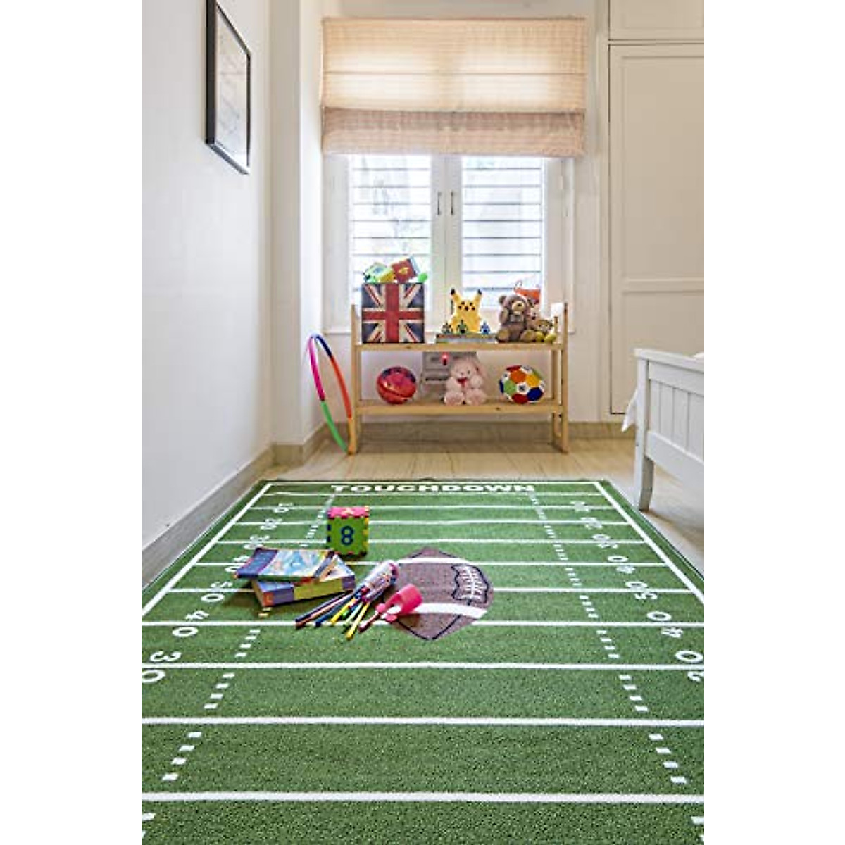 Furnish My Place 705 Solid Football 3'3"x5' Dalyn Rug, All Star Football Ground, Play Area Rug for Kids, Football Field Ground Rectangle, Anti Skid Rubber Backing, Green