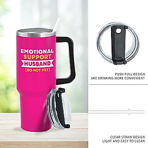 liabiliies Emotional Support Husband Do Not Pet Tumbler 40 oz Tumblers with Handle and Straw Insulated Tumblers Stainless Steel Tumbler Funny Gifts for Men