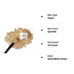 Sweets Indeed Edible Glitter, Perfect for Drinks, Cocktails, Beverages & Cake Decorating, Dessert Cake Topper, 4 grams (Gold Edible Glitter) (Gold, 4g)