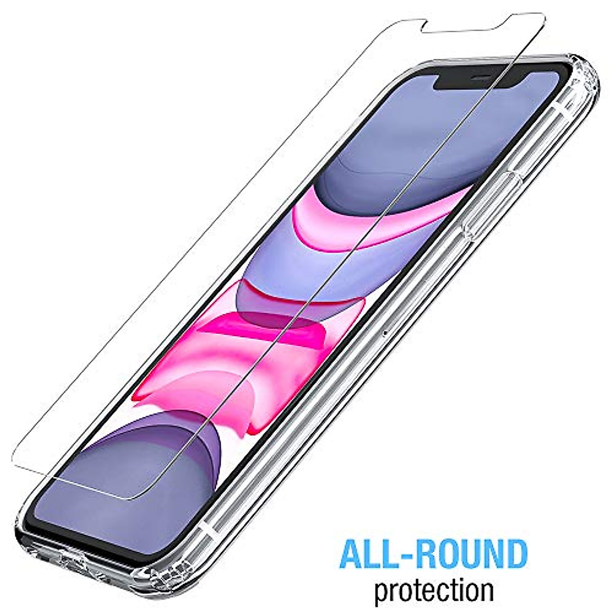FlexGear Case for iPhone 11 with 2X Glass Screen Protectors [Full Protection] - Crystal Clear