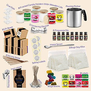 CraftZee Soy Candle Making Kit for Adults, Beginners - DIY Candle Making Supplies Includes Soy Wax, Scents, Frosted Glass Jars, Wicks, Dyes, Melting Pot, Gift Box & More