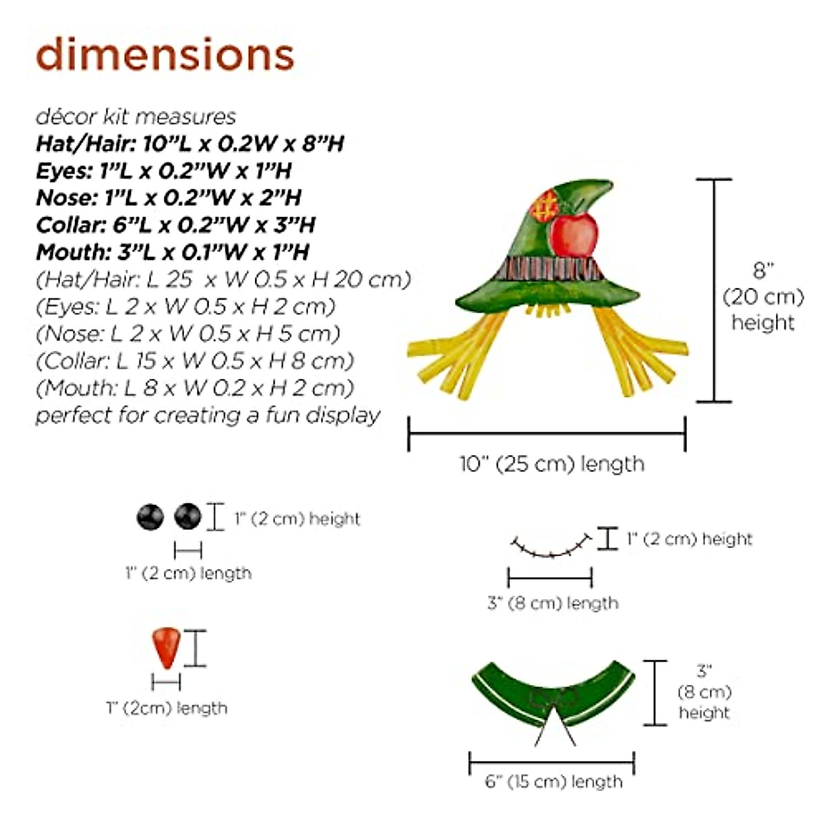 Alpine Corporation LAZ156A Alpine Seasonal Kit Harvest Pumpkin Decor, 10 x 0.2 x 8, Multi
