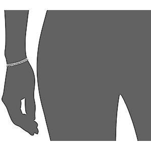 Amazon Collection .925 Sterling Silver Figaro, Bead Station and Singapore Chain Bracelet Set size 7'