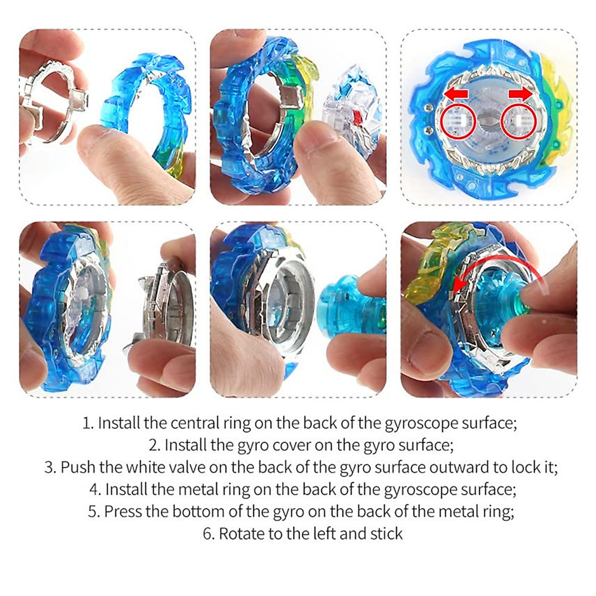 MECHGYRO Play Blade Blade Toy Set Metal Fusion Burst Sword Launcher LR Gyro B-203-02 King Helios MR. Gg.Zl-10 Bey Battling Top Toys Left and Right Launcher Grip Bay Blades 8-12 Game Set Gift for Boys