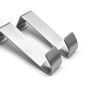 Woooow Pack of 4 Stainless Steel Reversible Over Door Cabinet Drawer Hooks Office Kitchen Towel Coat Hooks Rack, Silver