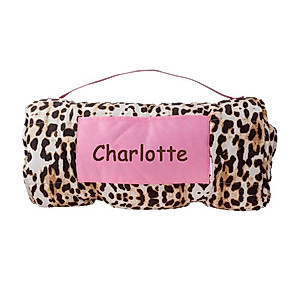 Personalized Stephen Joseph All Over Leopard Print with Pink Details Child Nap Mat with Custom Name