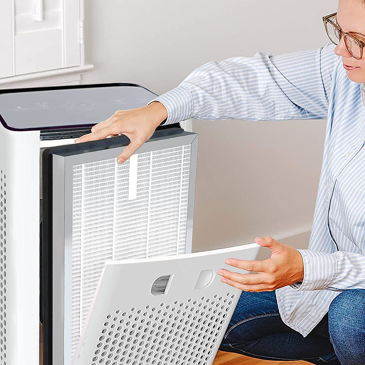 2 Pack MA Series 25 Replacement Filters Compatible with 25 B1/S1/W1 Air Purifier, 3-In-1 True Hepa and Activated Carbon Filter