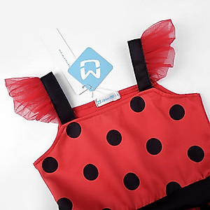 Uplus ME Ladybug Costume Girls Ladybug Dress Lady Bug Costumes for Kids Toddler Ladybird Dress Up Set for Halloween Birthday (9-10 Years/150)