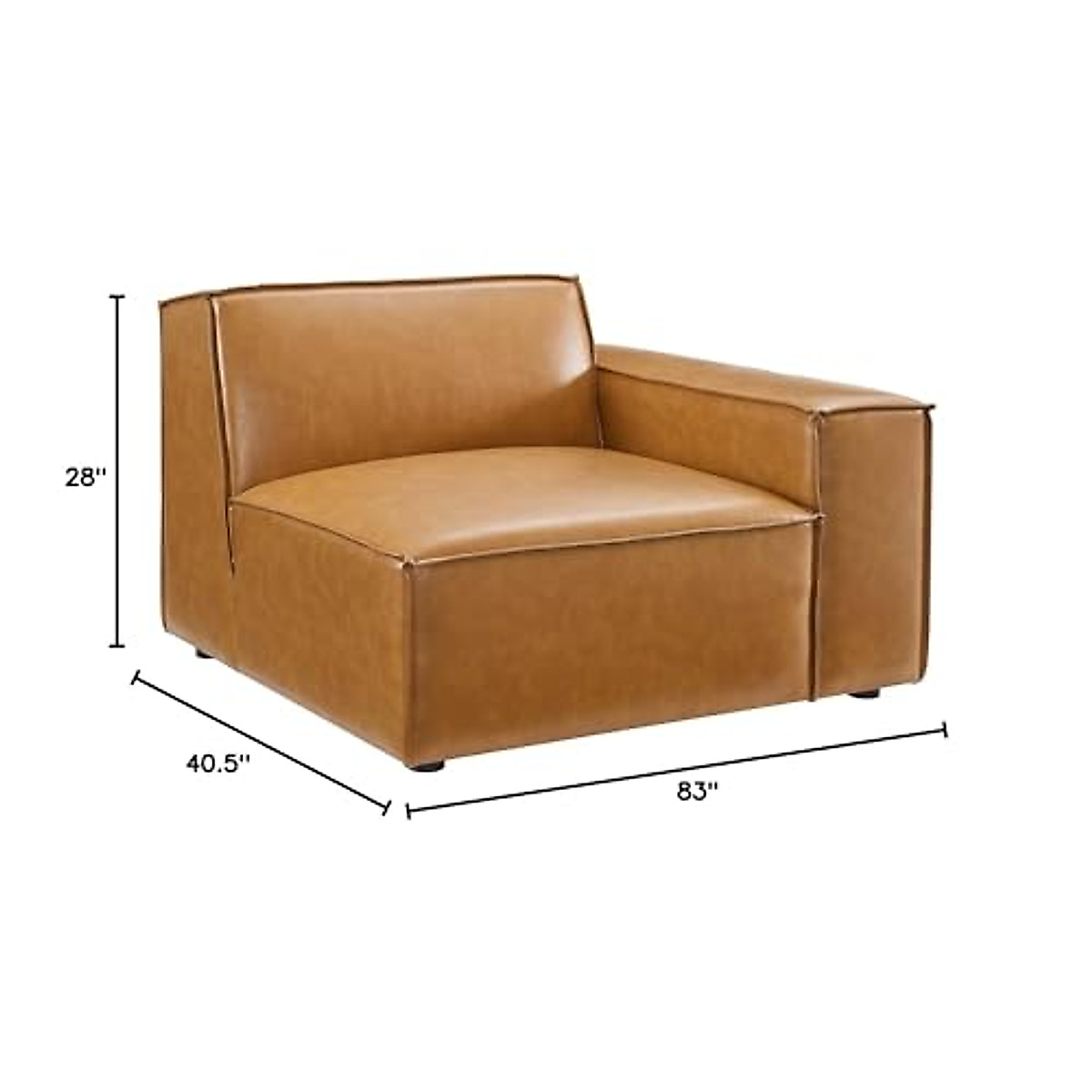 Modway Restore Vegan Leather Sectional Sofa Loveseat in Tan