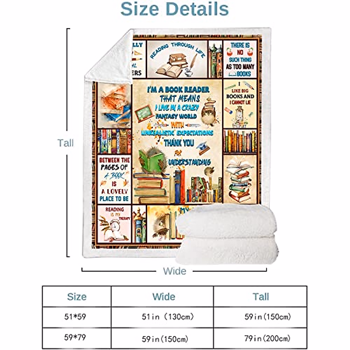 Book Lovers Gifts Blanket, Book Accessories for Reading Lovers, Book Reading Librarian Gifts Throw Blanket, Book Club Bookworm Gifts for Reading Lover Bookish, Literary Gifts Ideas Blanket 60"x50"