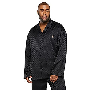 Savage X, Men's Satin Shirt, Black Caviar Monogram Jacquard, M