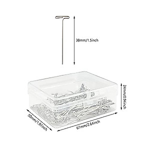 T Pins, 100 Pack 1.5 inch T-Pins, T Pins for Blocking Knitting, Wig Pins, T Pins for Wigs, Wig Pins for Foam Head, T Pins for Sewing, Wig T Pins, Blocking Pins, T Pins for Office Wall 38mm/1.5inch