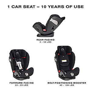 CYBEX Eternis S with SensorSafe, Convertible Car Seat for Birth Through 120 Pounds, Up to 10 Years of Use, Chest Clip Syncs with Phone for Safety Alerts, Toddler & Infant Car Seat, Lavastone Black