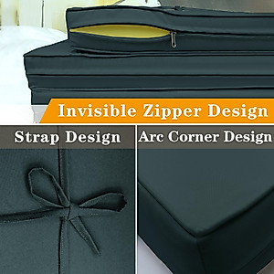 Bextile 14 Piece Outdoor Patio Cushion Covers Replacement, Outdoor Cushion Slipcovers, Water-Resistant Patio Furniture Cushion Covers with Zipper (Dark Grey)