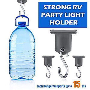 BBTO RV Awning Light Clip RV Party Light Holder Camper Awning Hook Light Accessory Plastic and Metal Light Hook Gray Camper Light Support Hanger for Camping Tent Indoor Outdoor Decor (28 Pieces)