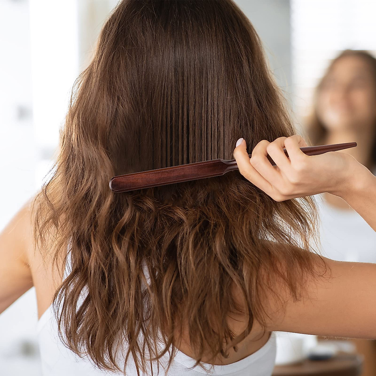 Teasing Brush, Nylon Boar Bristle Curl Training Teasing Hair Brush for Women with Rat Tail Handle Comb for Thin Thick Hair to Create Volume and Smooth