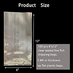 100 Pcs 6"x12" Clear Plastic Fish Bags,3 Mil Thick-Leak-Proof Shipping Bags,for Marine and Tropical Fish Transport,Bottom Seal Storing Leak-Proof Shipping Bags for Live Fish
