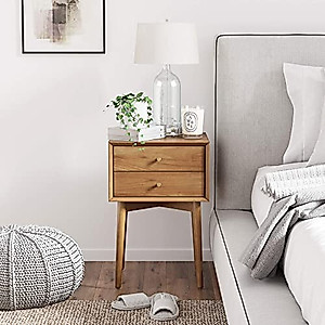 Nathan James 32704 Harper Mid-Century Oak Wood Nightstand with 2-Drawers, Small Side End Table with Storage, Brown