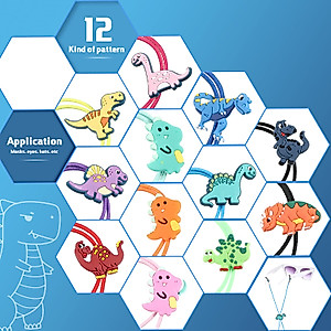 Weewooday 12 Pieces Kids Eyeglass Strap for Glasses Adjustable Cartoon Dinosaur Glasses Lanyard Stretchy Anti-slip Sunglasses Cord Eye Glasses String Strap for Boys Girls Adult