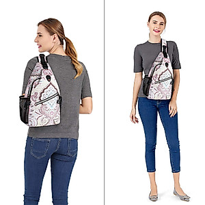 MOSISO Sling Backpack,Travel Hiking Daypack Pattern Rope Crossbody Shoulder Bag, National Style