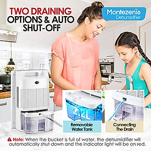 Efficient Dehumidifiers for Home - 400 Sq. Ft Quiet Dehumidifier with Drain Hose, Remote Control, Auto Shut Off, and 2 Working Modes, Portable Dehumidifier for Basements, RVs, Closets, Garages