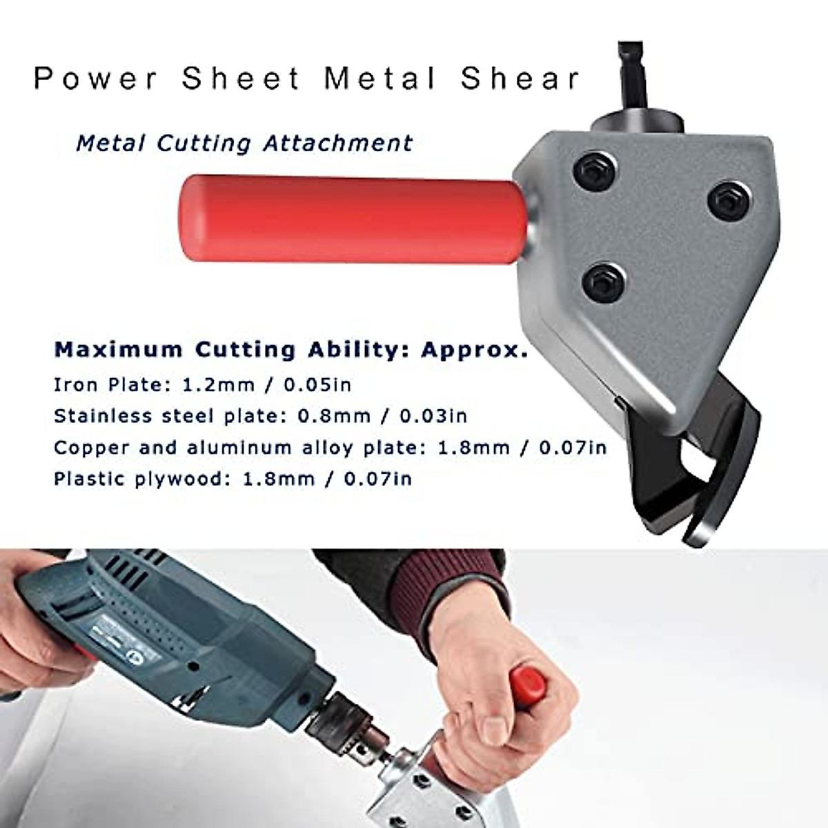 Power Sheet Metal Shear,Metal Sheet Cutter Head for Electric Drill Clippers Scissors,Sheet Metal Cutting Attachment