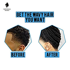 IMPERIAL MANE Medium Curved Brush for Men - 360 All-Purpose Boar Bristle Brush for Waves, Thin and Normal Hair Cultivating, Polishing (Blue)