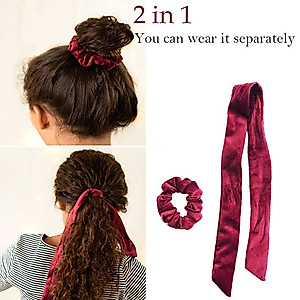 6Pcs Hair Scrunchies Bowknot Velvet Elastics Hair Bands Scrunchy Hair Rope Ties Hair Bow Ponytail Holder Accessories for Women Girls