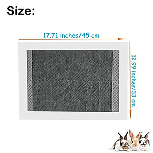 MUYG 100 PCS Disposable Rabbit Pee Pads,Pet Pees Pad,Cage Black Carbon Liner,Super Absorbent Leak Proof Cushion Reduce Odor Bunny Training Accessories for Kitten Puppy Hamsters Hedgehog