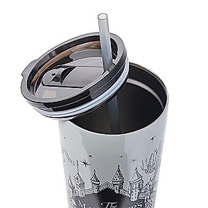 Silver Buffalo Harry Potter Marauder's Map Solemnly Swear Mischief Managed Double Walled Stainless Steel Tumbler With Straw, 22 Ounces