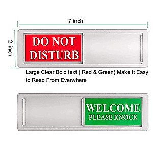 Privacy Sign - Do Not Disturb / Welcome Sign for Home Office Restroom Conference Hotel Hospital, Non-Scratch Magnetic Slider Door Indicator Sign Tells Whether Room Vacant or Occupied (Silver)