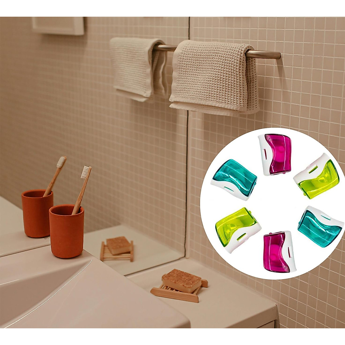 AUEAR, 3 Pack Toothbrush Head Covers with Suction Cup Anti Dust Wall Mirror Toothbrushes Holder Protective Case for Bathroom Home Travel Outdoor & Camping