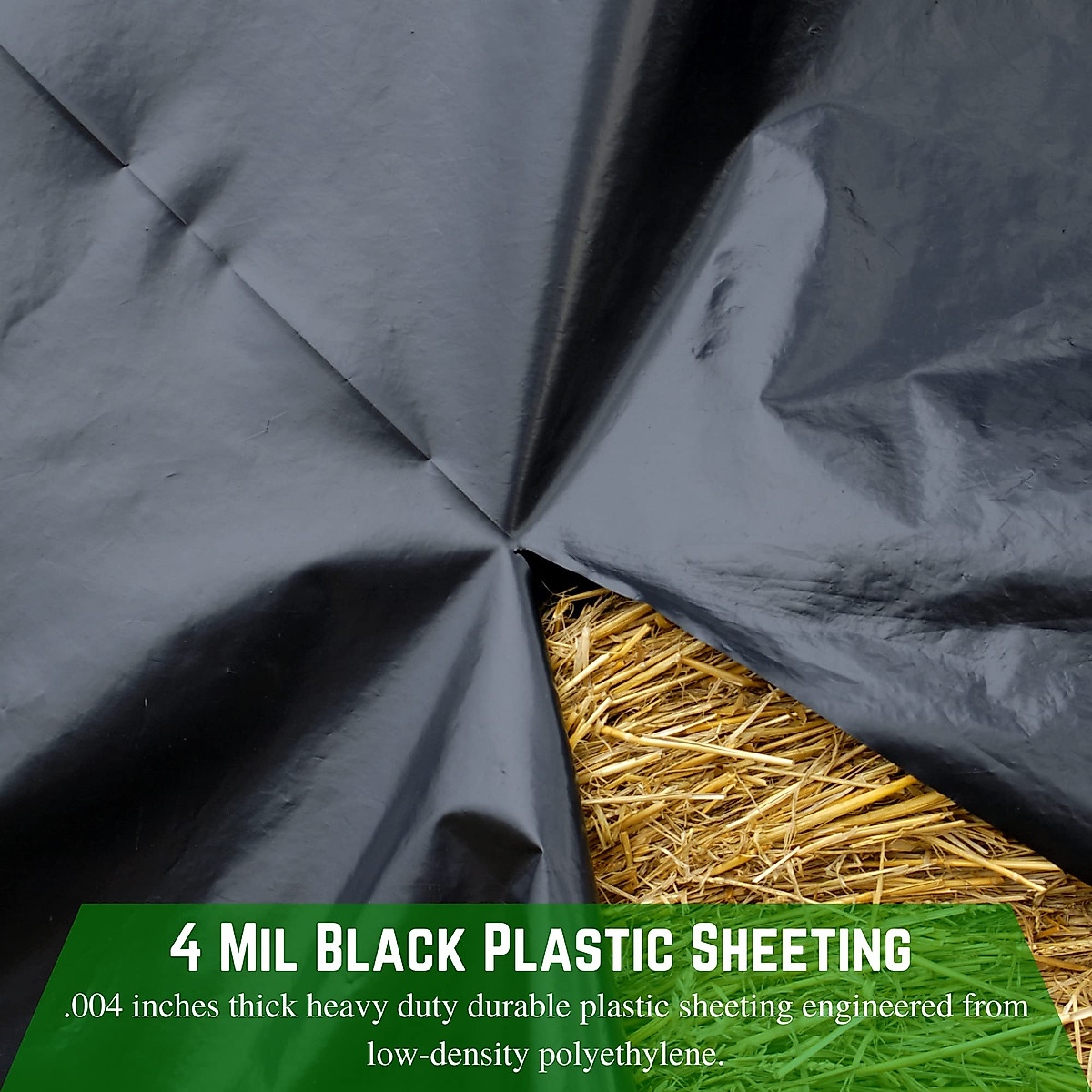 Farm Plastic Supply - Black Plastic Sheeting - 4 mil - (3' x 200') - Black Plastic Tarp, Polyethylene Vapor Barrier Plastic Sheeting, Black Painters Tarp, Roll of Heavy Duty Plastic