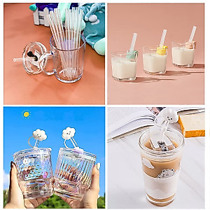 8 Pack Silicone Replacement Straws for 20/30/40 oz Cup,Long Straws with Cleaning Brush and Straw Covers Compatible with Stanley Cup Tumbler