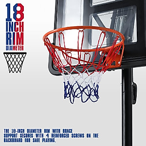 Monibloom Basketball Hoop Outdoor 7ft- 10ft Adjustable with 43 Inch Backboard Wheels Fillable Base, Basketball Equipment for Youth & Adults Indoor Outdoor Use, Black